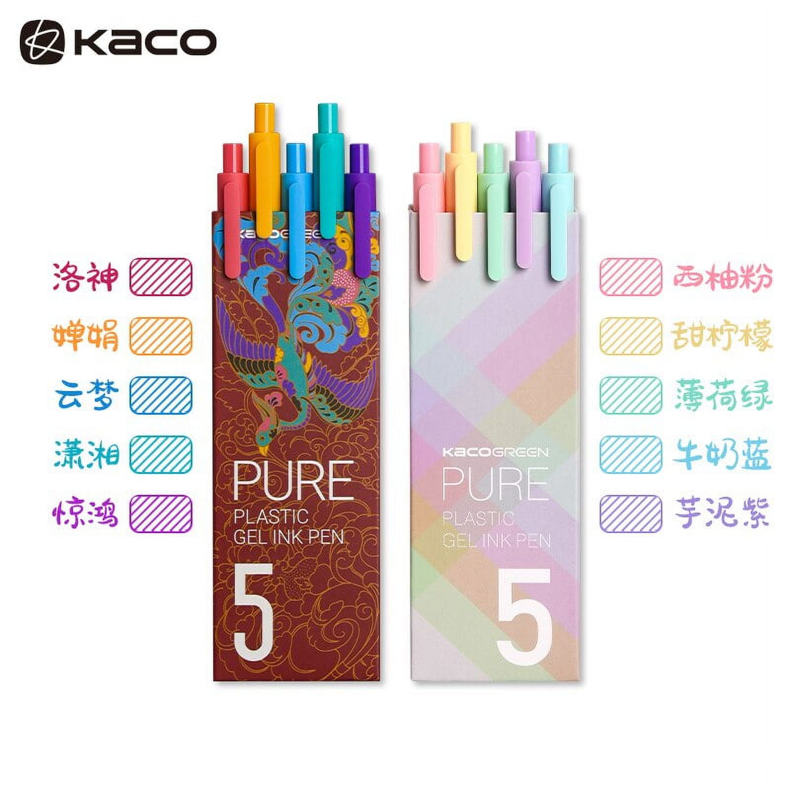 Kaco 20/10 Assorted Colors Retractable Gel Pens 0.5MM Color ink Smooth ...