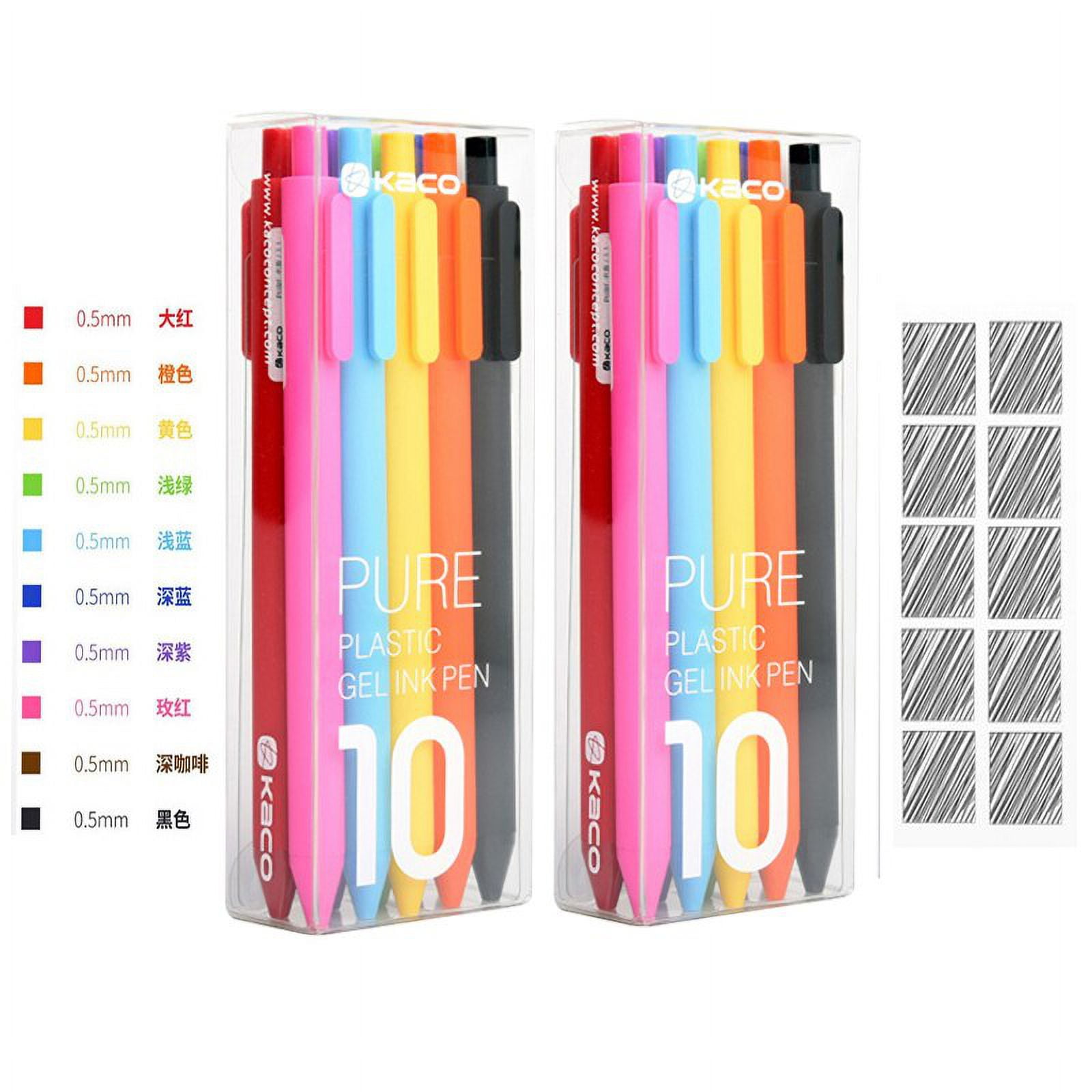 Kaco 20/10 Assorted Colors Retractable Gel Pens 0.5MM Color ink Smooth ...