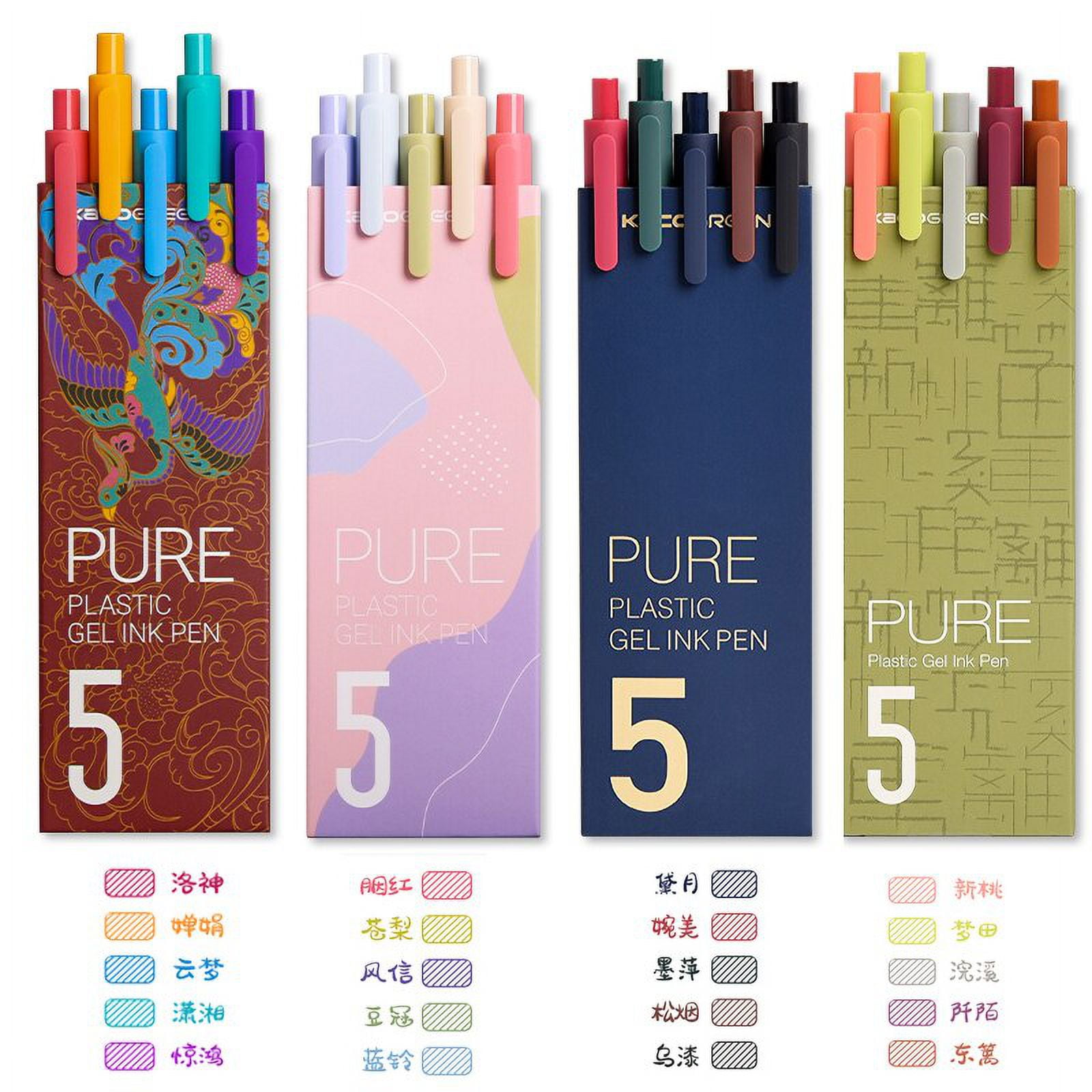 Kaco 20/10 Assorted Colors Retractable Gel Pens 0.5MM Color ink Smooth ...