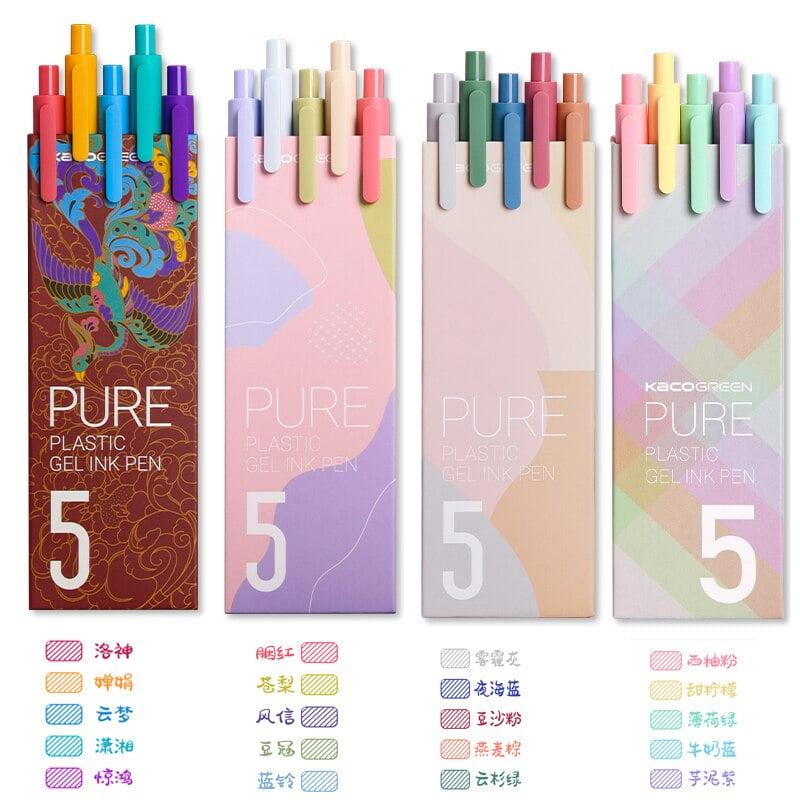 Kaco 20/10 Assorted Colors Retractable Gel Pens 0.5MM Color ink Smooth ...