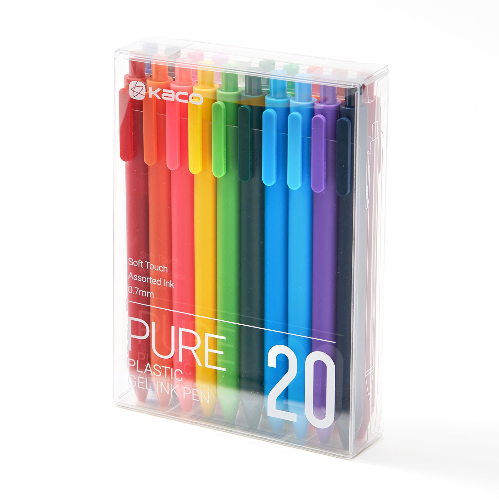 Kaco PURE Colored Gel Pens 0.7mm 20 Pieces Set Colorful Multi-color Ink ...