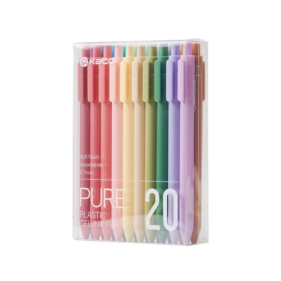 Kaco PURE Gel Pens 20 Color Ink Assorted 0.7 mm, Medium Point ...