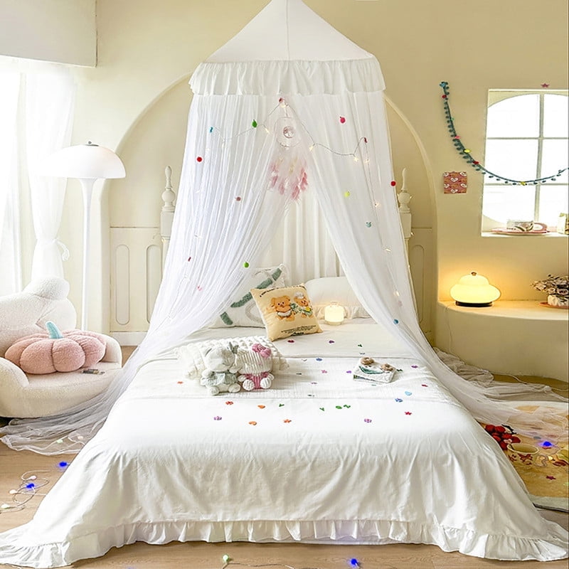 Kadahis Bed Canopy for Girls & Adults, Round Dome Lace Princess ...