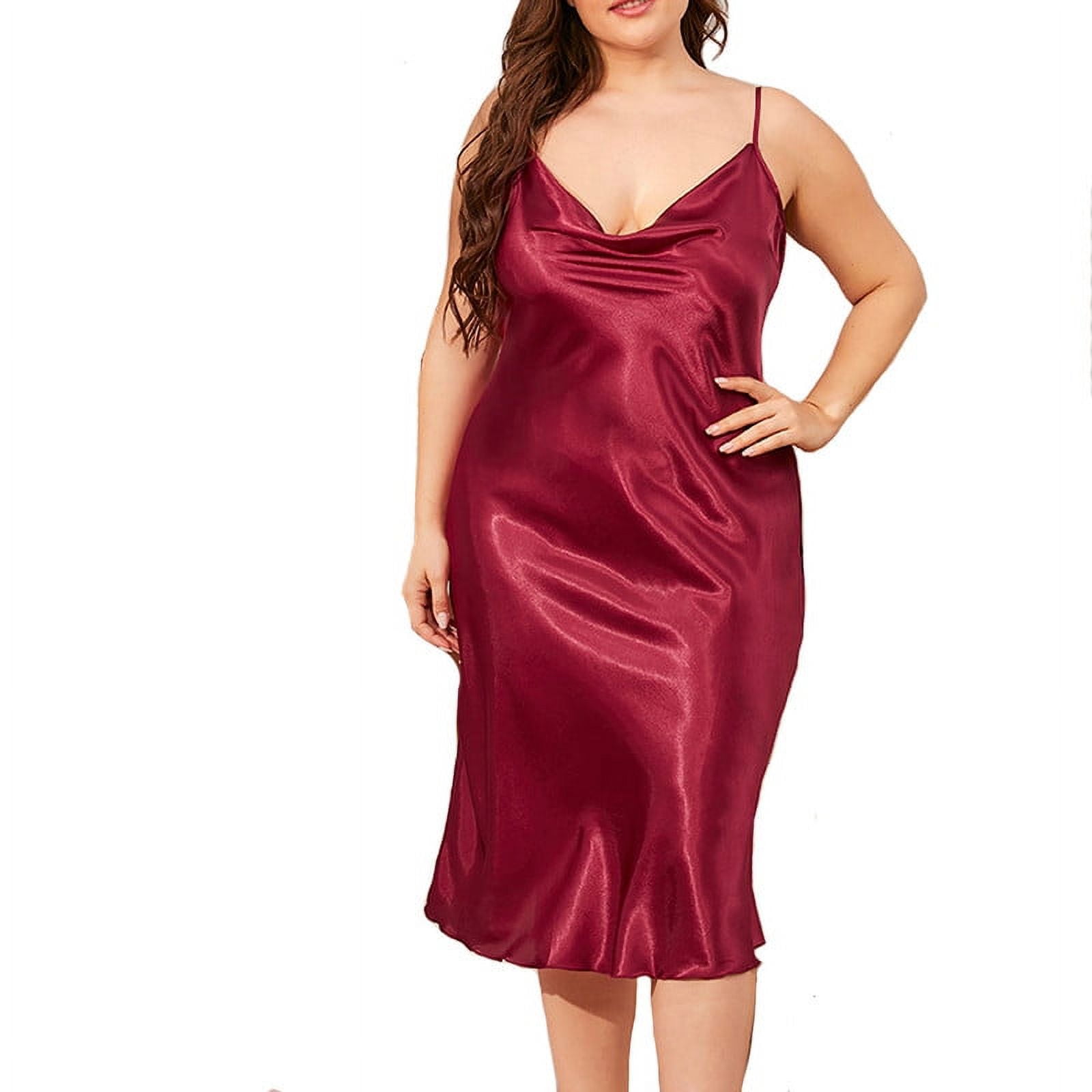 Kadahis Women's Sexy Plus Size Ladies Nightdress Spaghetti Strap Satin ...
