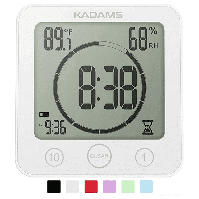 Kadams Waterproof Digital Alarm Clock with LCD Display, Loud Alarm ...