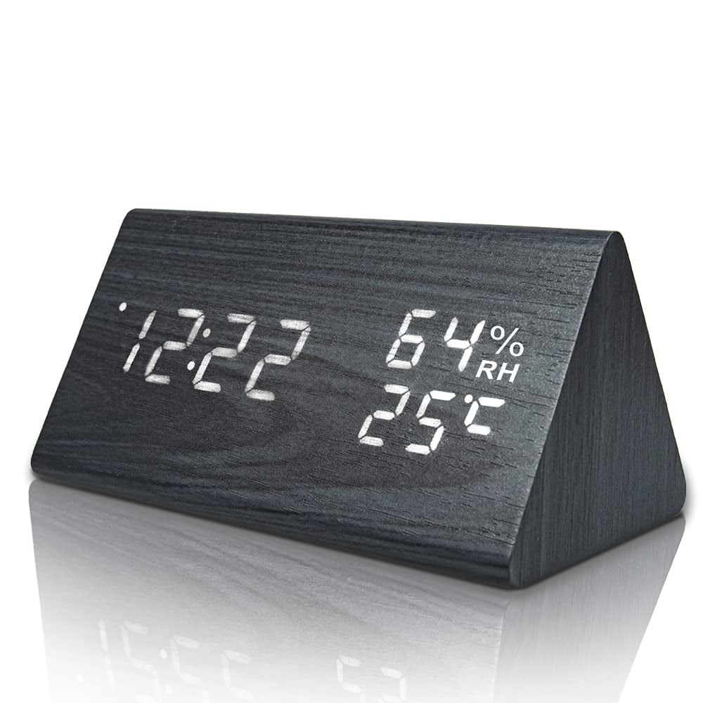Kadio Everwood Wooden Digital Alarm Clock with Electronic Led Time ...