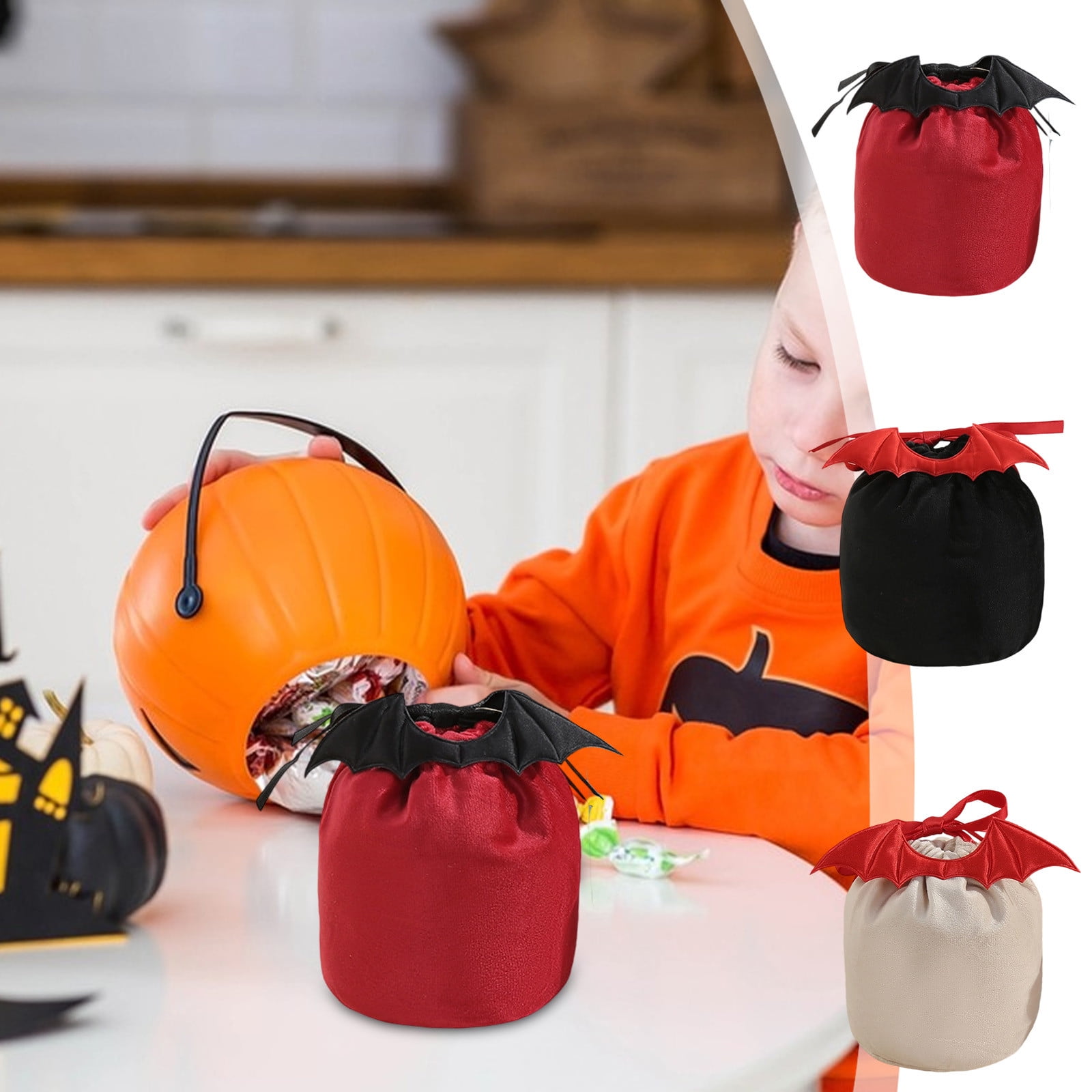 Kadlawus Under $5 ! Bats Candy Gift Bags Velvet Drawstring Trick or ...