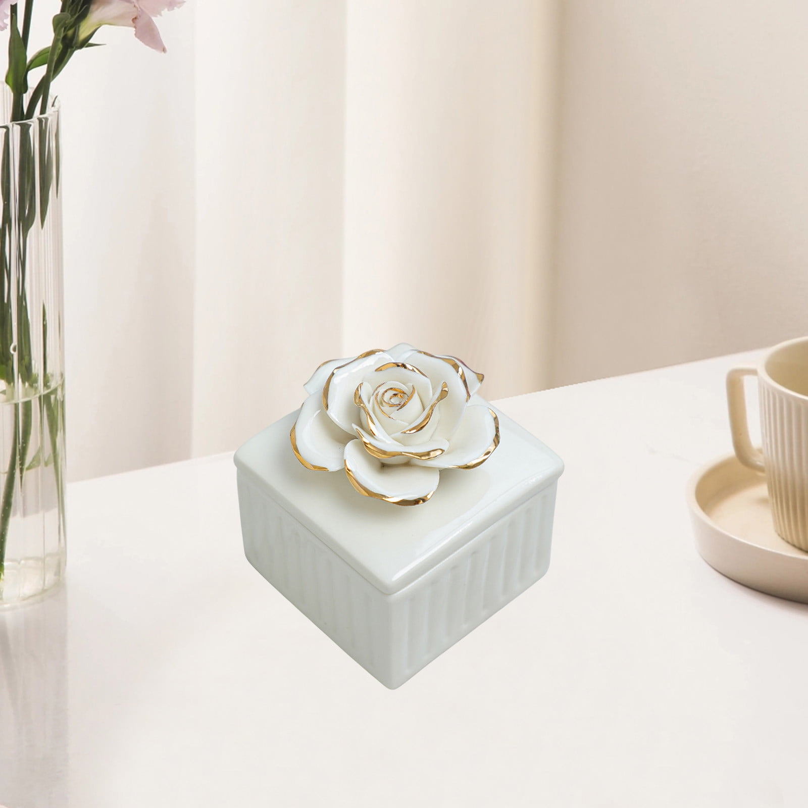 Kadlawus Under $5 ! Ceramic Jewelry Organizer Box with Lid Hand Painted ...