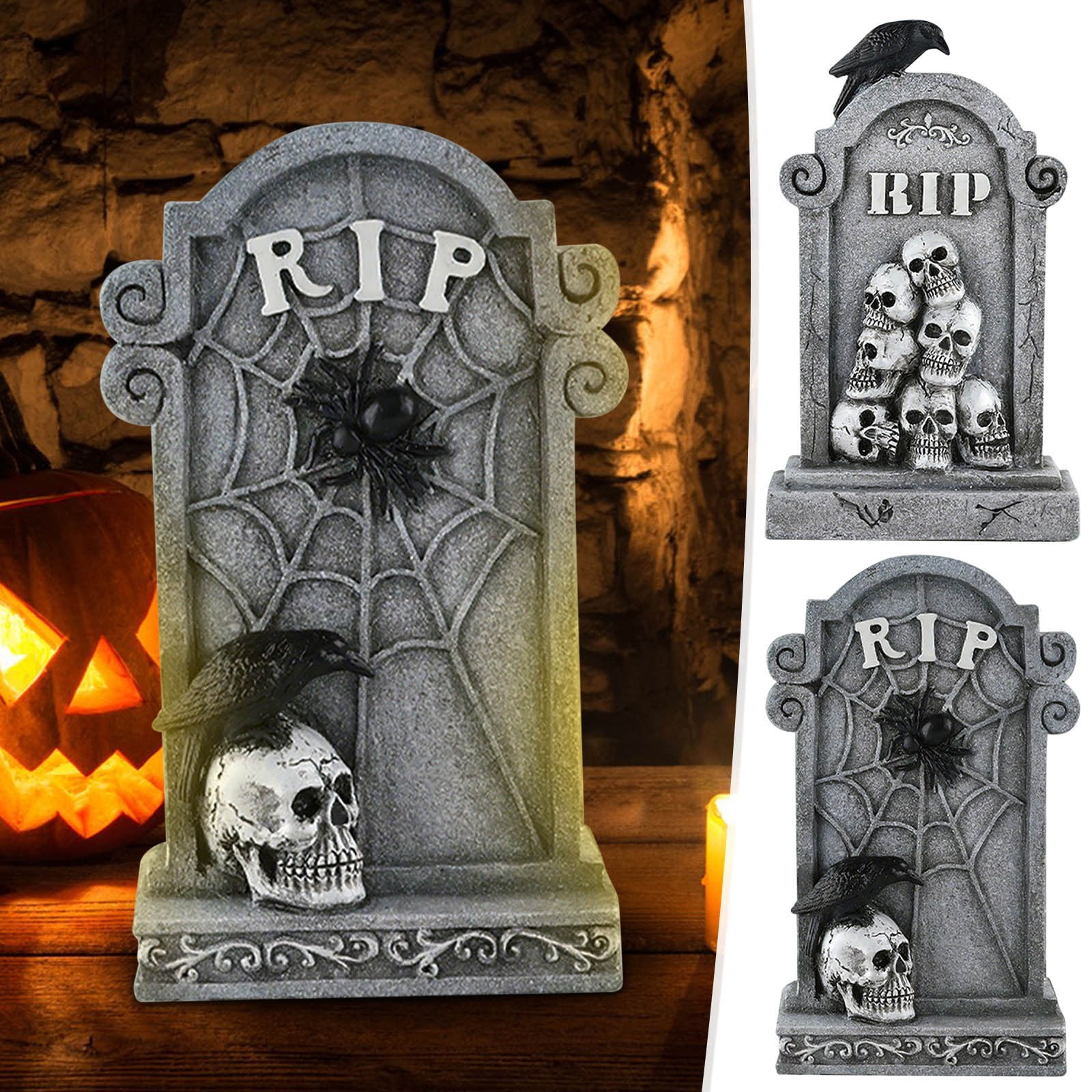 Kadlawus Under $5 ! Figurine Skull Tombstone Design Spooky Home Decor ...