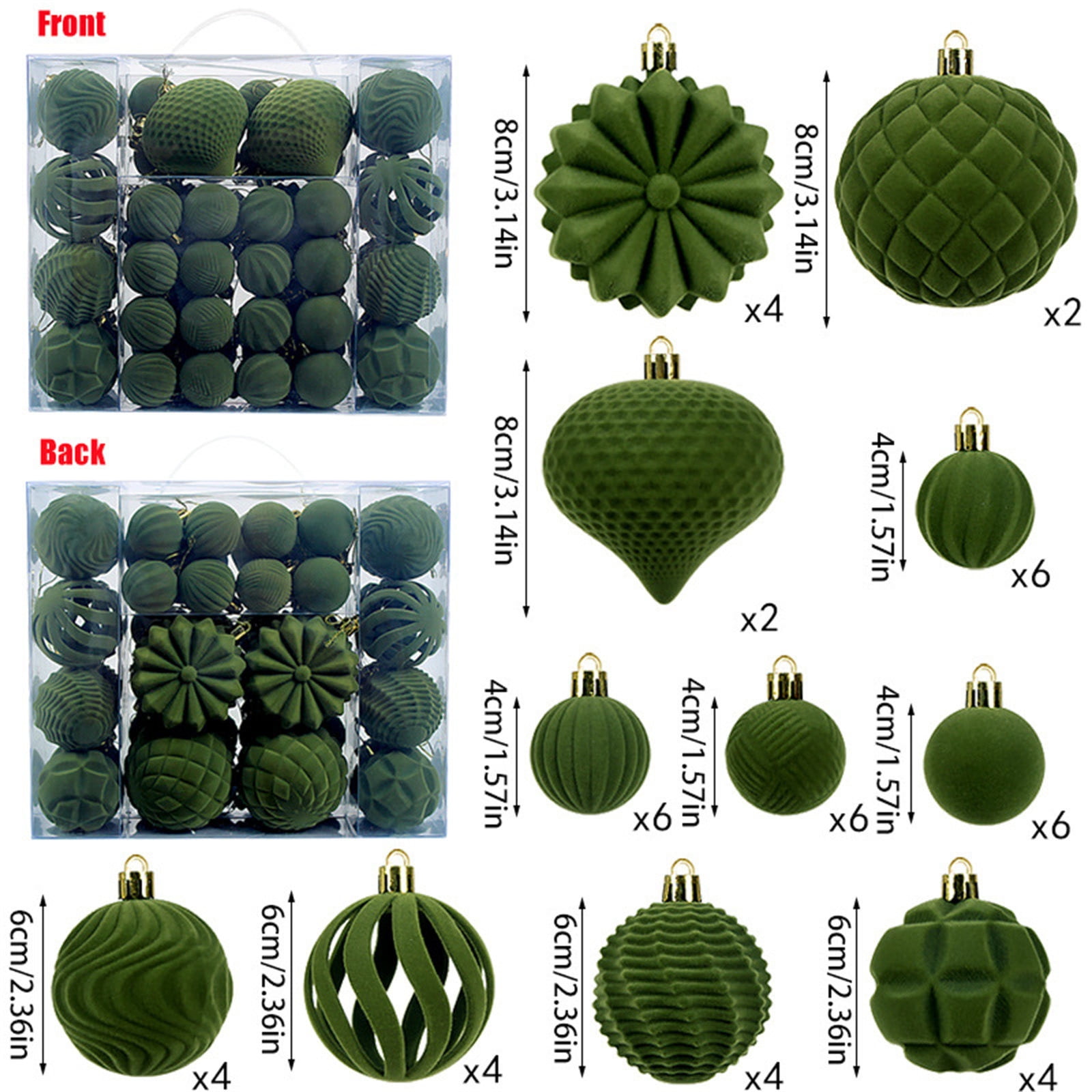 Kadlawus Under $5 ! Velvet Flocked Christmas Tree Ball Ornaments Set ...