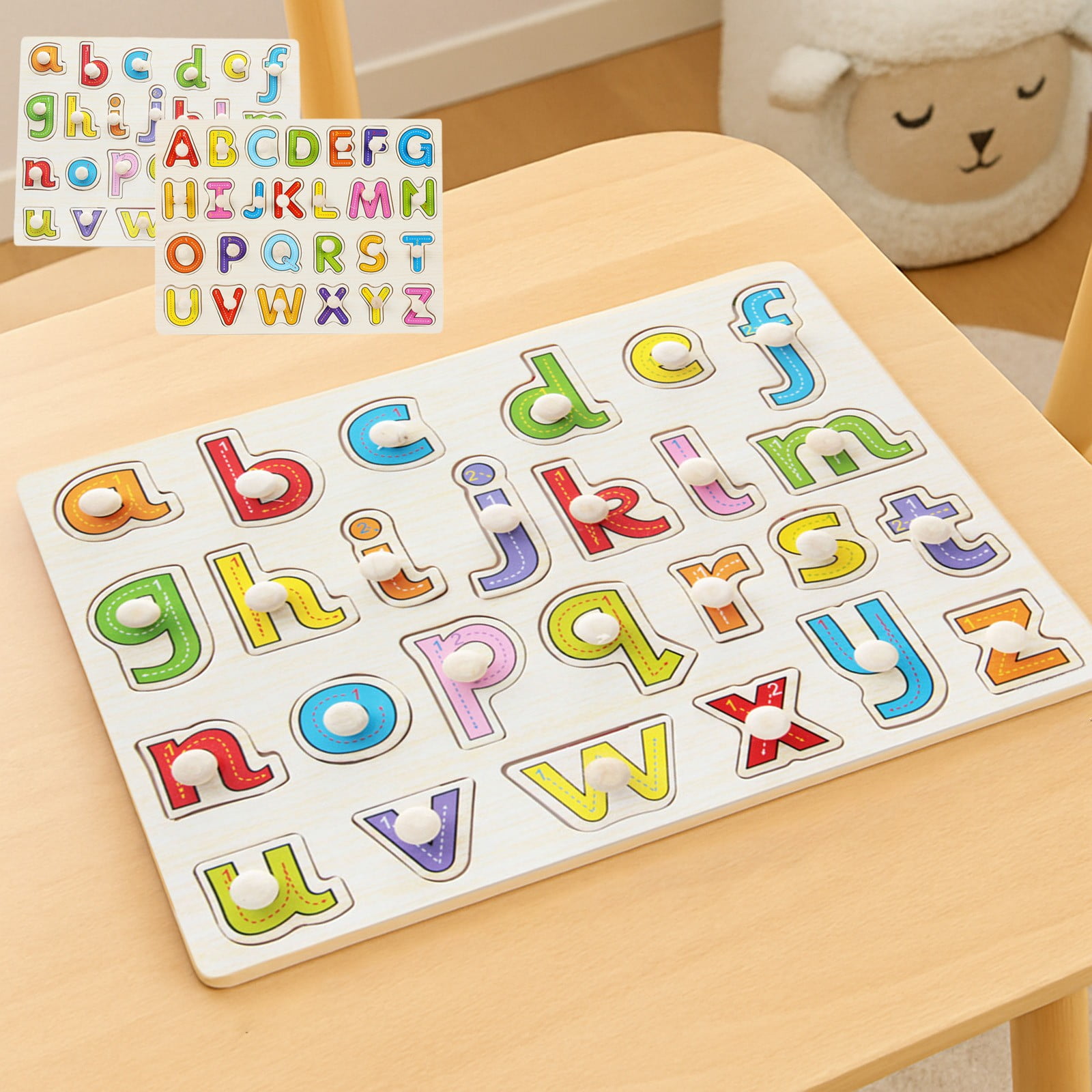 Kadlawus Under $5 ! Wooden Puzzle Board Alphabet Shape Matching ...