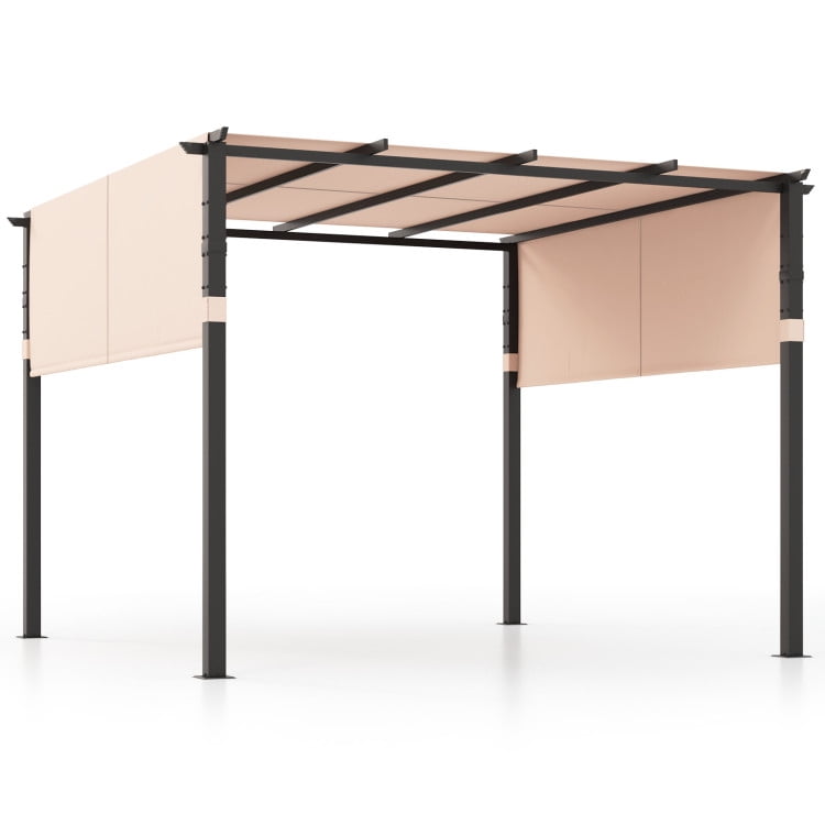 Kadyn 10 x 10 ft Flat Top Pergola with Retractable Canopy for Garden ...