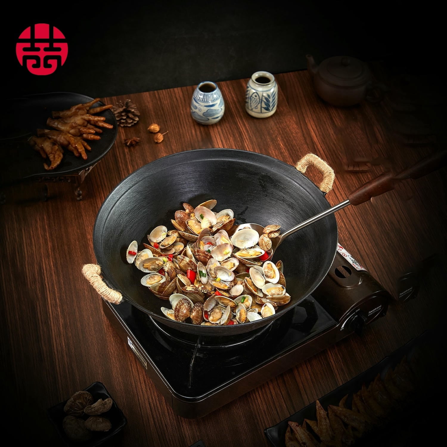 Kadyn 11.8" Handmade Cast Iron Wok, Small Round Bottom Wok for 1 Person ...