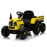 Costway 12V Kids Ride On Tractor with Trailer Ground Loader w/Remote ...
