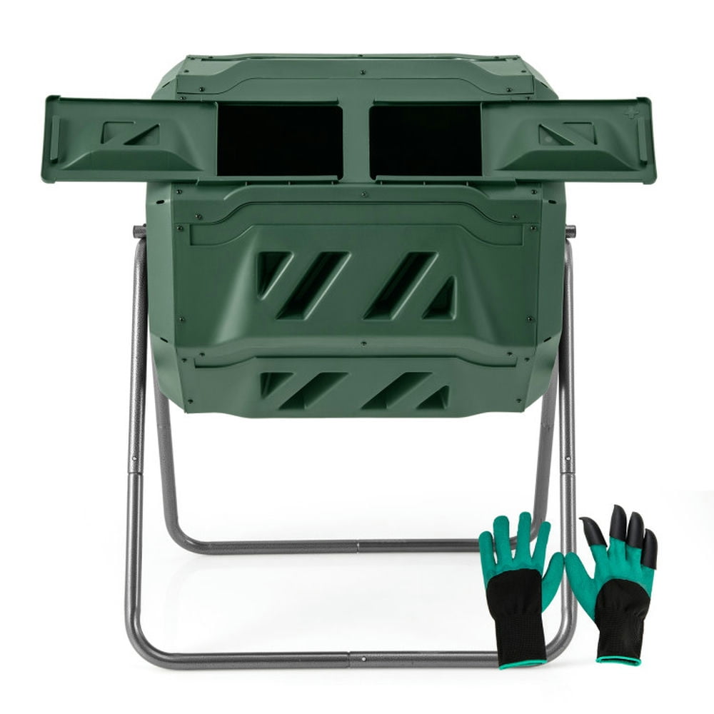Kadyn 360° Rotatable Tumbling Composter with 2 Sliding Doors-Green ...