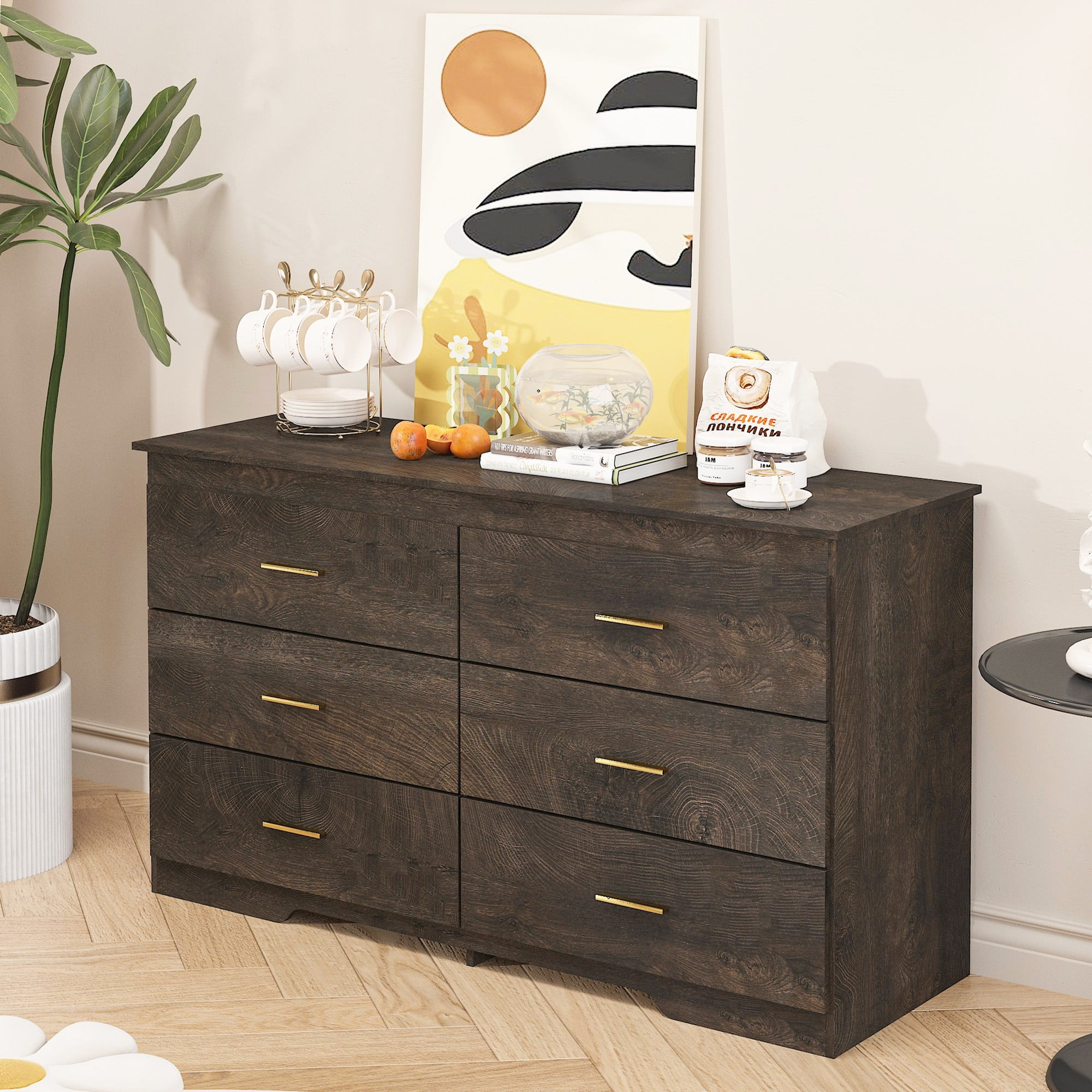 Kadyn 6 Drawer Dresser,Buffet Sideboard Storage Cabinet for Dining Room ...