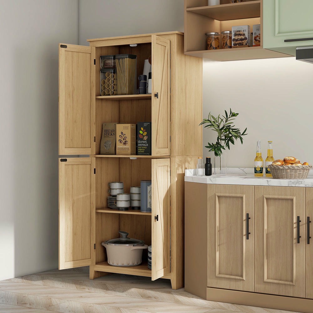 Kadyn 72" Pantry Stand Cabinet with 4 Door Cabinets and Adjustable ...