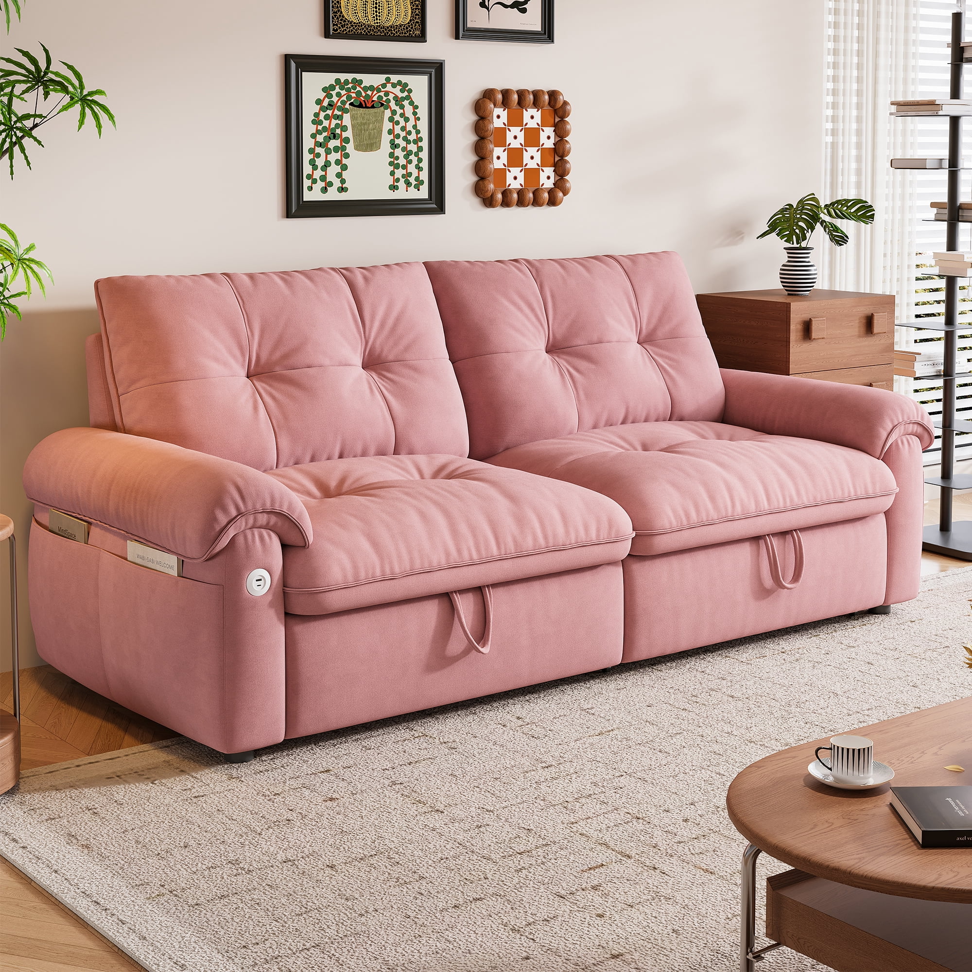 Kadyn 77inch Soft Bed with 2-in-1 Piece, Couch Bed with Made of Modern ...
