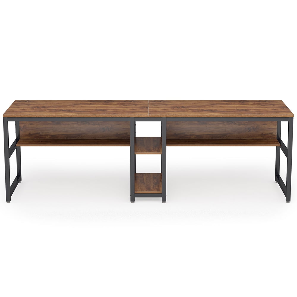 Kadyn 78.7" Two Person Desk, Double Computer Desk with Bookshelf ...