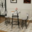 3-Piece Counter High Bar Table Set with Socket and 2 Fabric Padded Bar ...