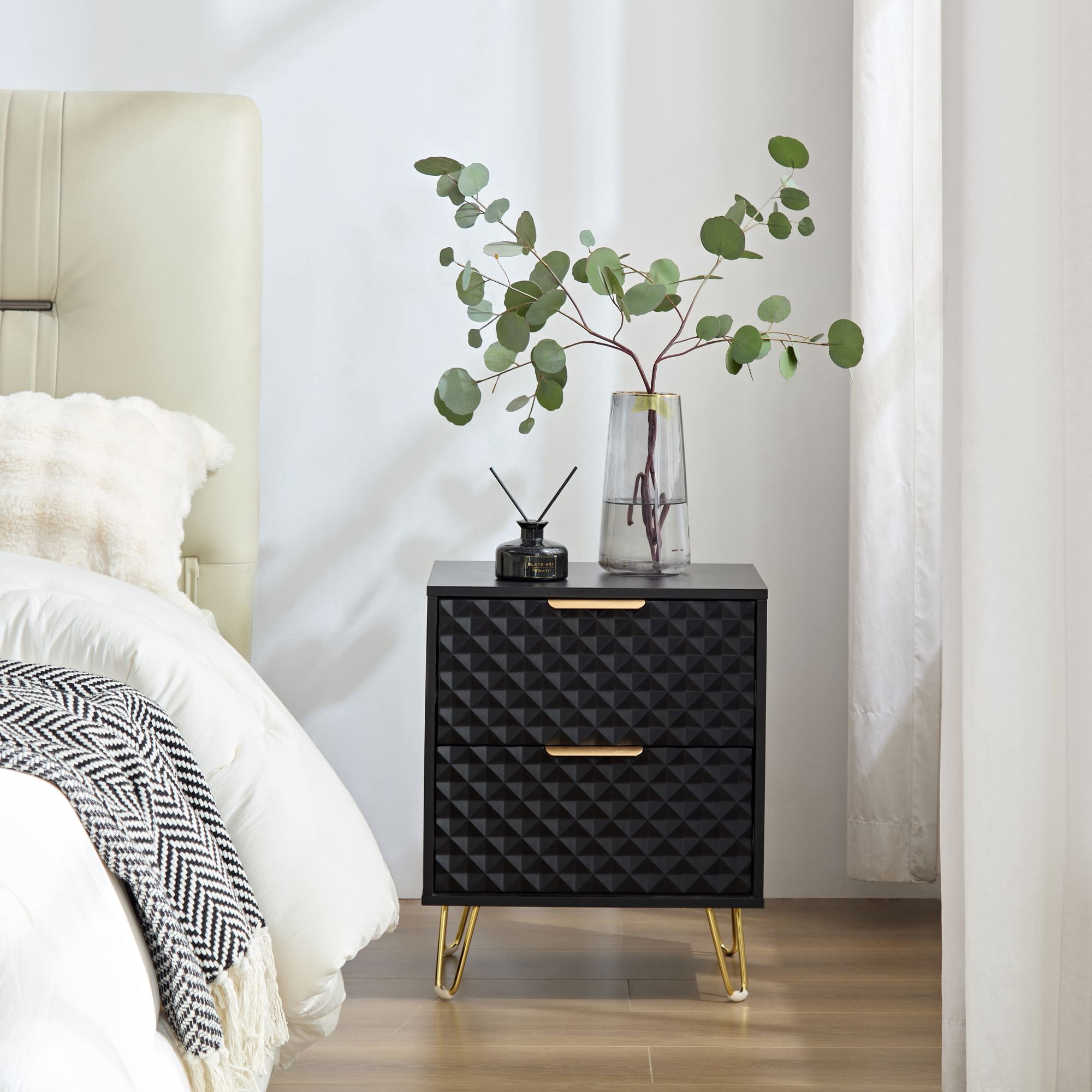 Kadyn Bedside Table,Night Stand,Nightstand,End Table, Side Table,Black ...