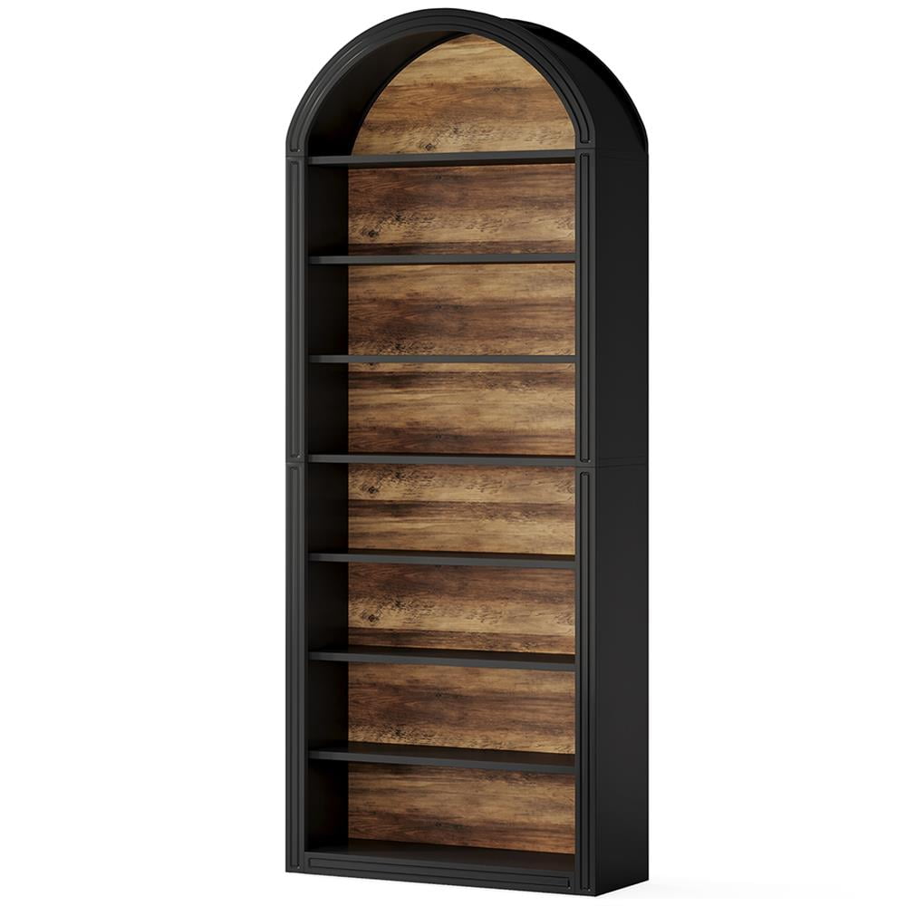 Kadyn Bookshelf Bookcase, Display Rack,78.7" Bookshelf, Wooden Arched ...