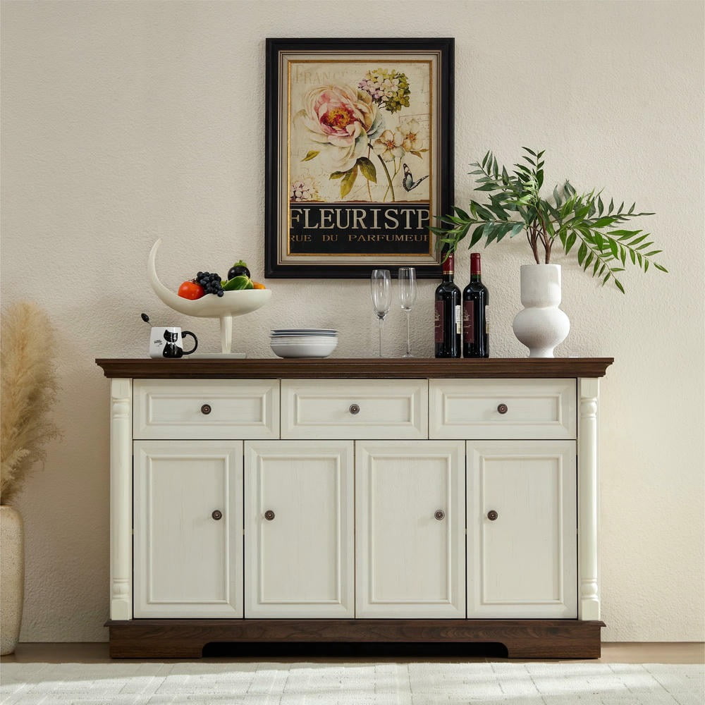 Kadyn Buffet Cabinet with Drawers and Doors in Roman Column Shape ...