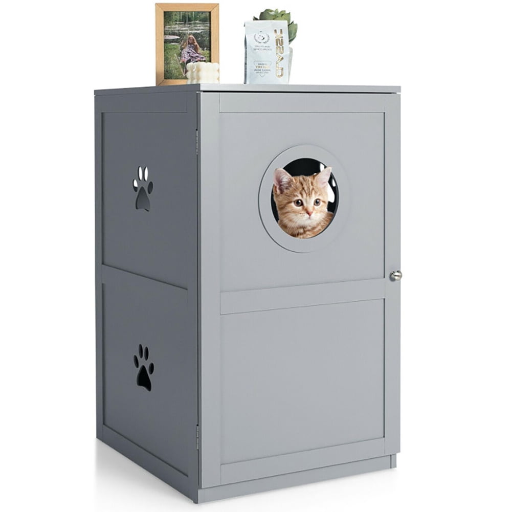 Kadyn Cat House Indoor Outdoor, Pet Cat House, 2-tier Litter Hidden Cat ...