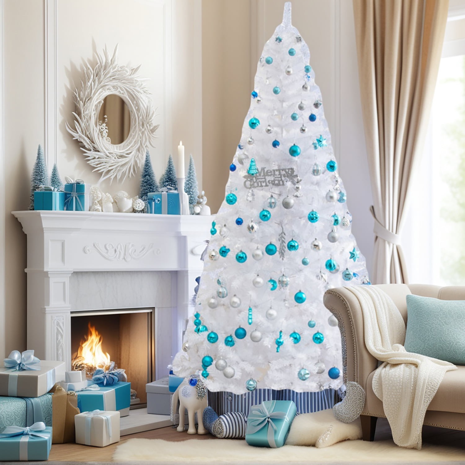 Kadyn Christmas Tree, Xmas Trees,8 Feet White Christmas Tree - Walmart.com