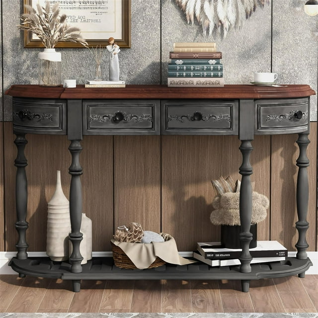 Kadyn Wooden Entry Furniture, Contemporary Curved Console Table with ...