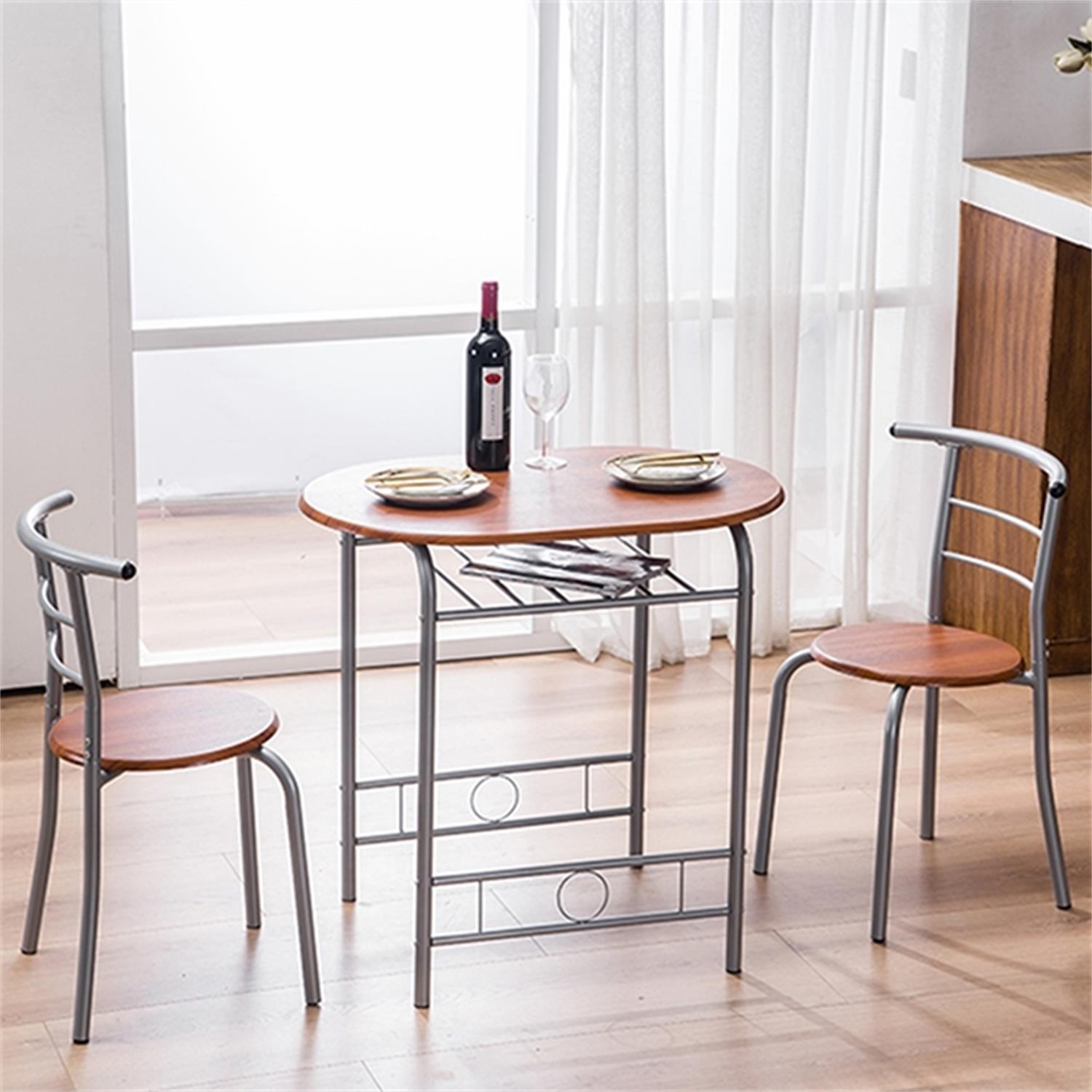 Kadyn Dining Table Set for 2, PVC Breakfast Table with Two Chairs ...