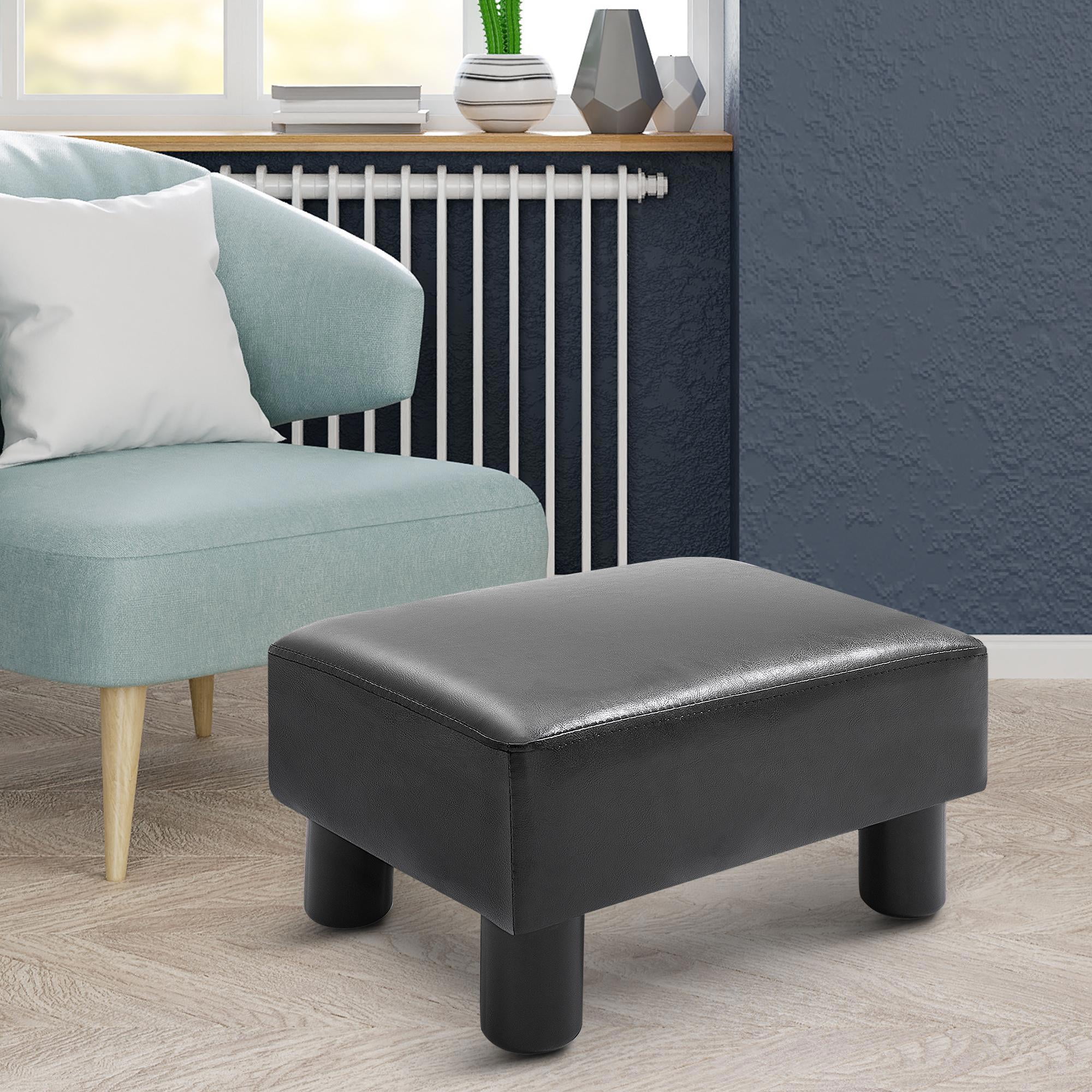Kadyn Foot Stool Ottoman with Faux Leather Upholstery, Footstool with ...