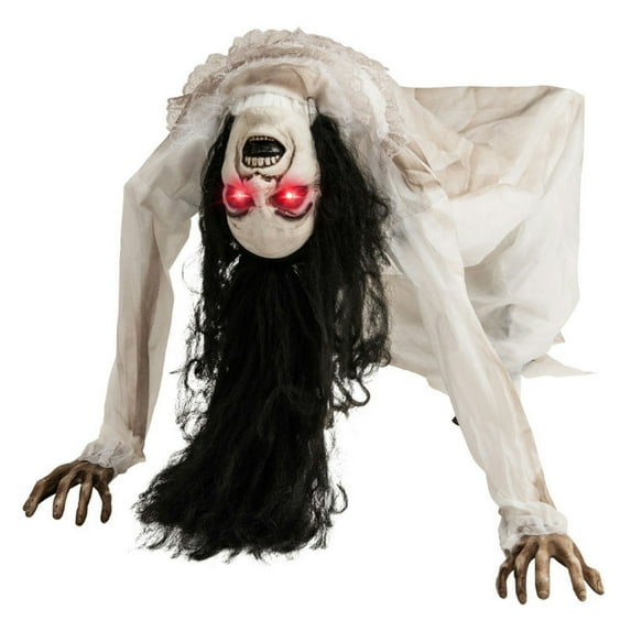 Kadyn Halloween Animatronic Crawling Woman Ghost with LED Eyes and ...