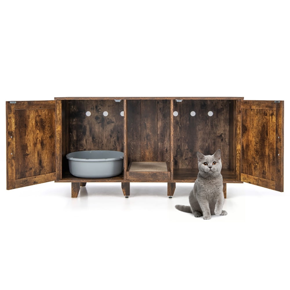 Kadyn Hidden Cat Washroom, Cat Furniture Cabinet, 2-Door Cat Litter Box ...