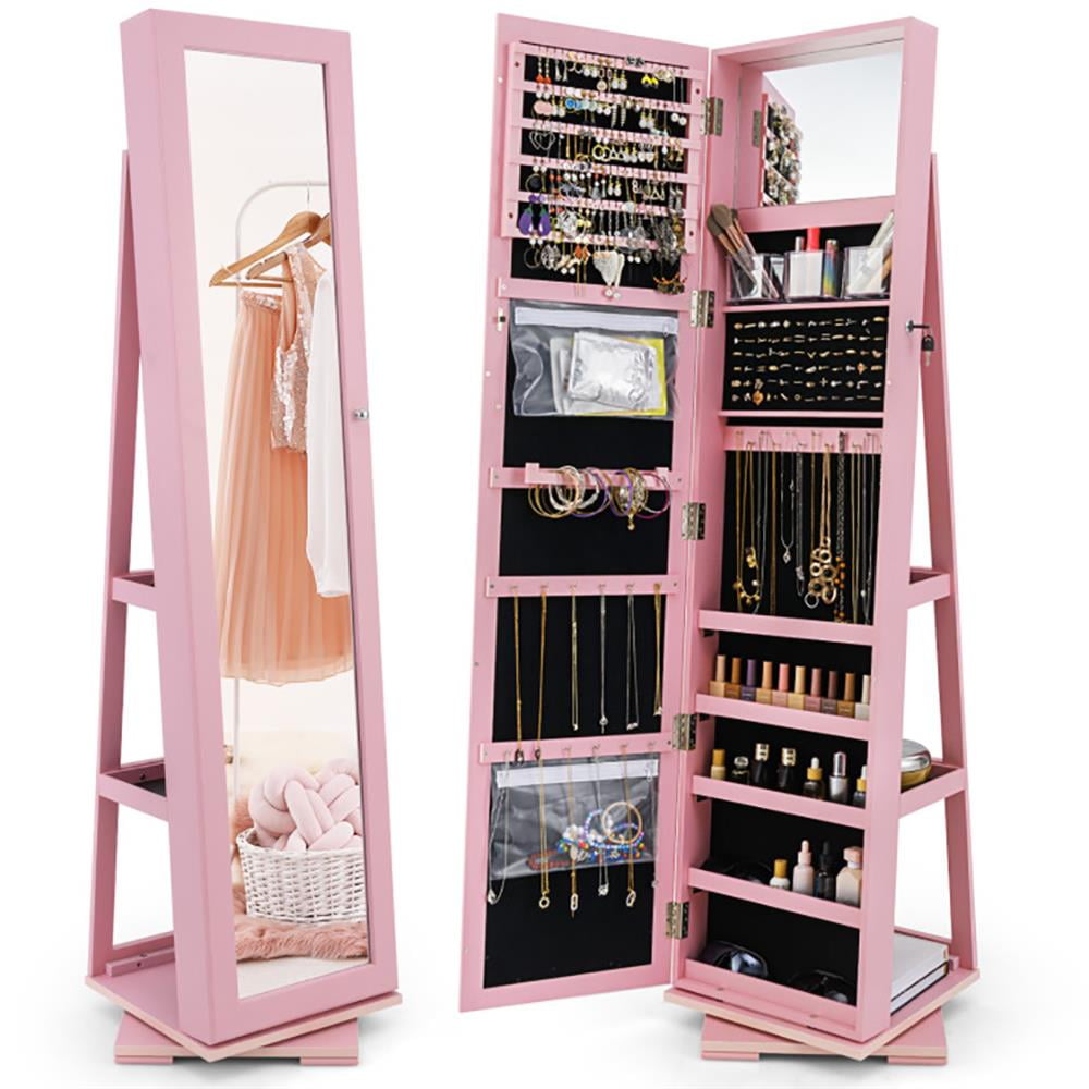 Kadyn Jewelry Storage Cabinet, Jewelry Armoire,360° Rotatable 2-in-1 ...