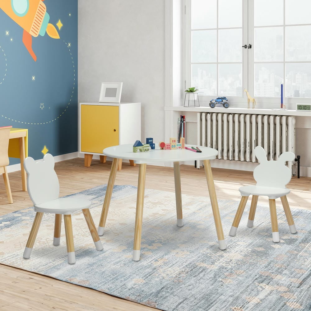 Kadyn Kids Wood Table And Chairs Set, Toddler Play Table With 2 Chairs ...