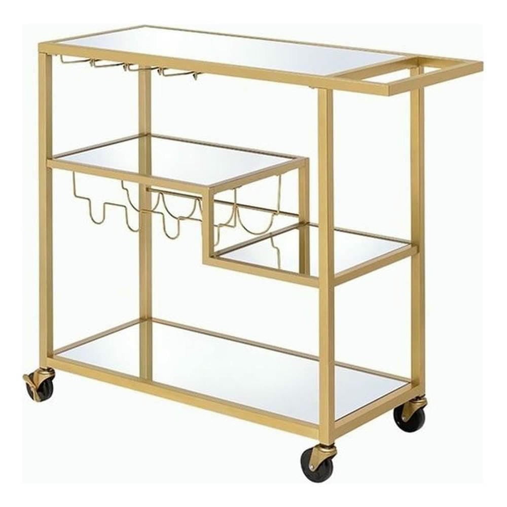 Kadyn Kitchen Island Cart, Mobile Carts,Rectangular Glass Top Serving ...