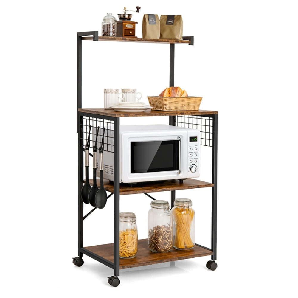 Kadyn Kitchen Shelf, Bakers Rack, Kitchen Microwave Stand,4-Tier ...
