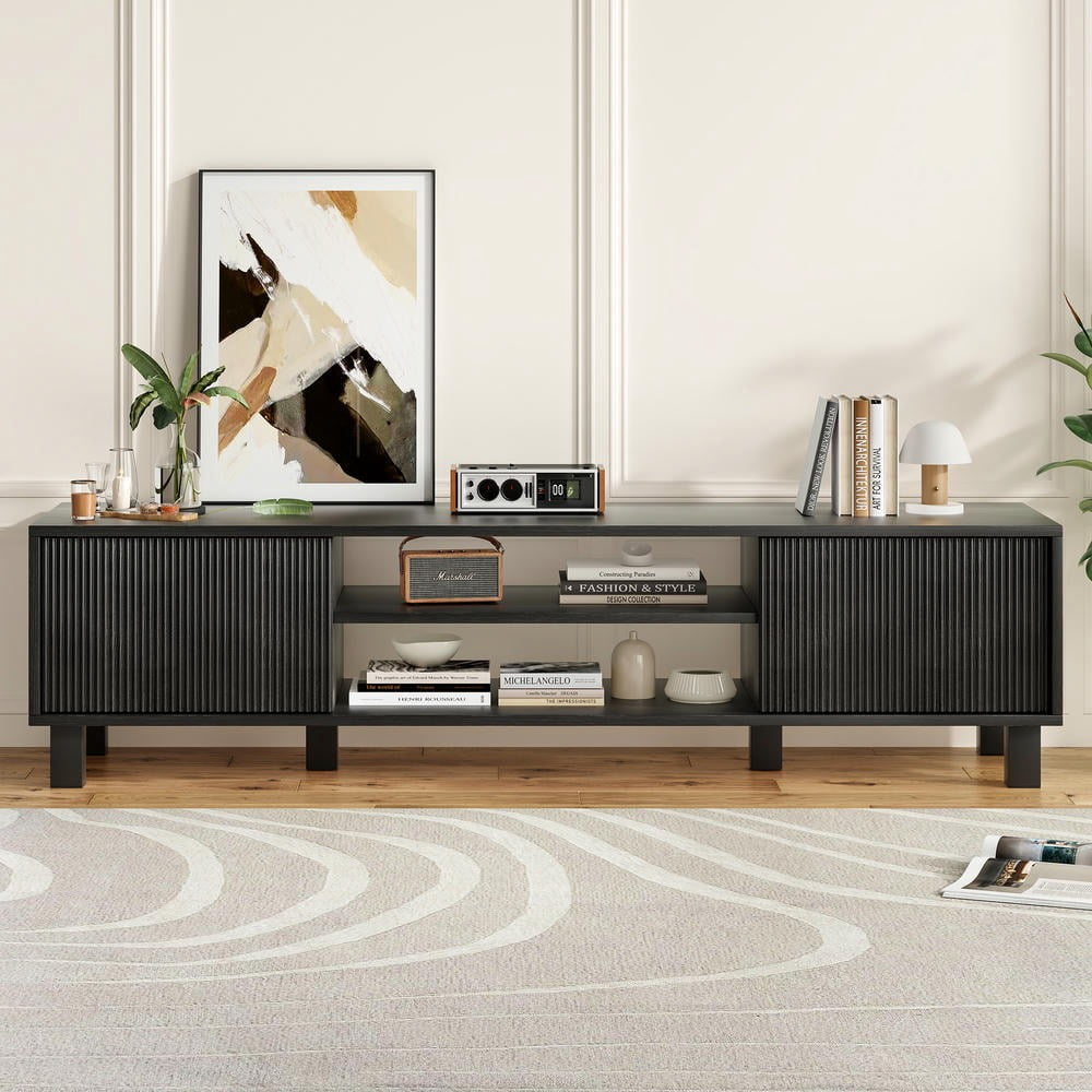 Kadyn Modern Large TV Stand for 70 Inch TVs with Storage Open Shelves ...