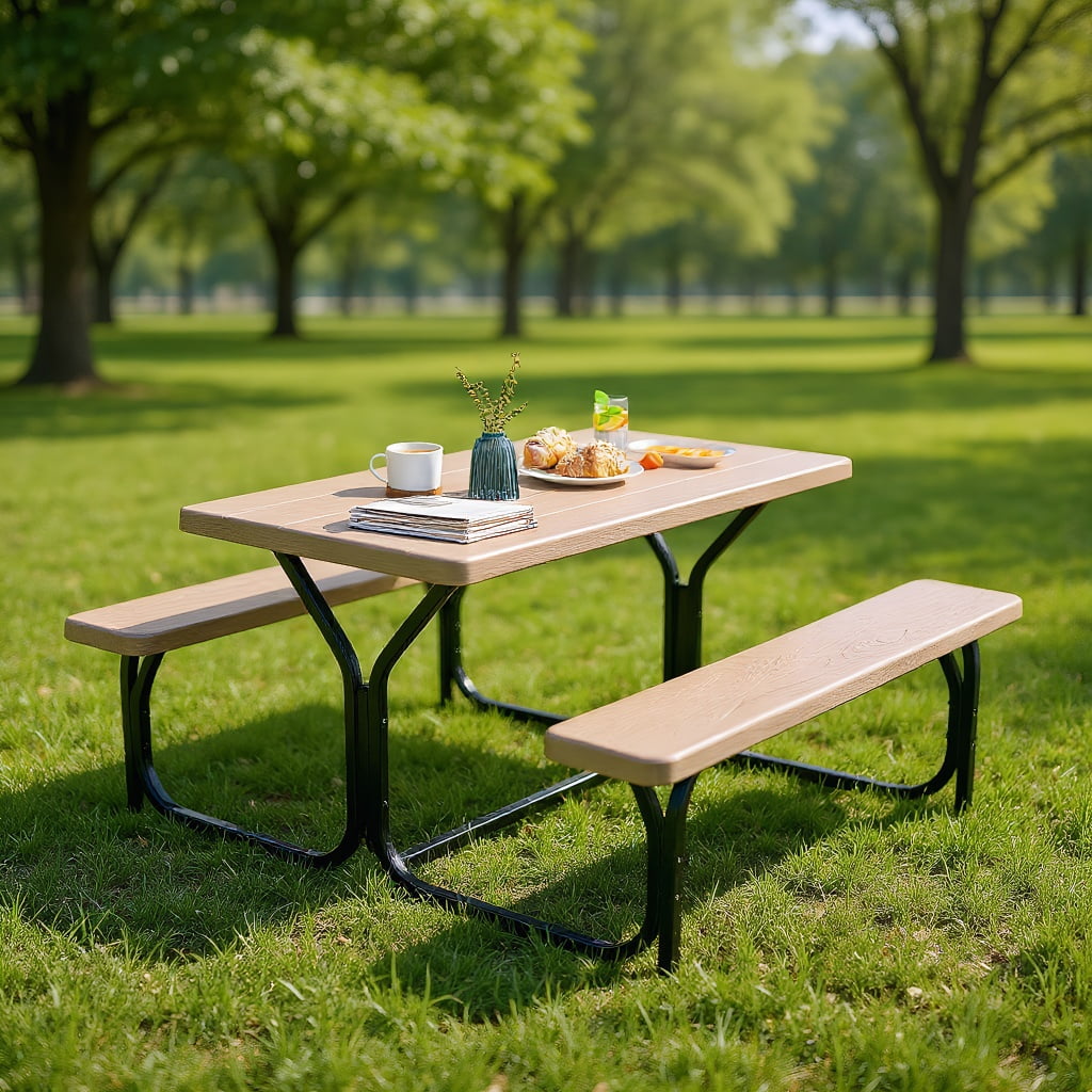 Kadyn Outdoor Bench, Outdoor Dining Bench, HDPE Outdoor Picnic Table ...