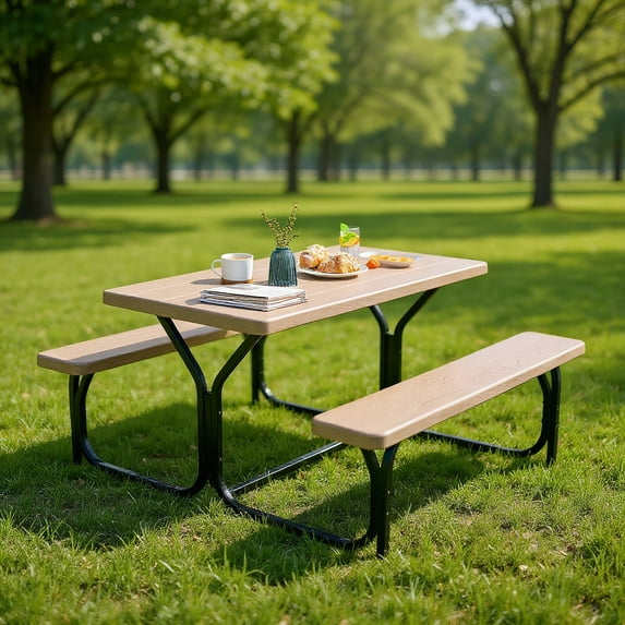 Kadyn Outdoor Bench, Outdoor Dining Bench, HDPE Outdoor Picnic Table ...
