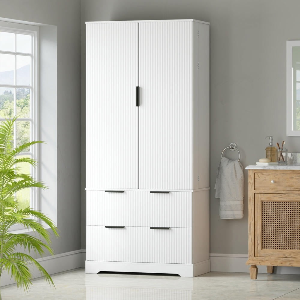Kadyn Pantry Stand Cabinet with 2 Large Drawers and 8-Door Spice Rack ...