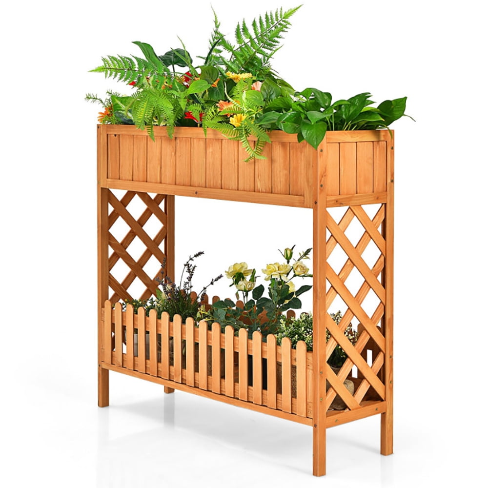 Kadyn Raised Garden Bed, Horticulture Flower Box, Planter Boxes,2-Tier ...