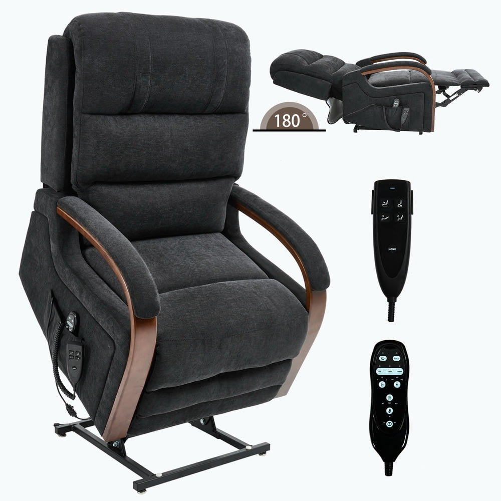 Kadyn Reclining Chair with Solid Wood Armrests, Heat Massage and Heavy ...