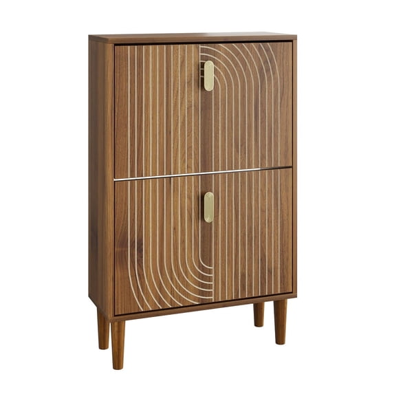 Kadyn Shoes Storage Cabinet with 2 Flip Drawers, Modern Shoe Cabinet ...