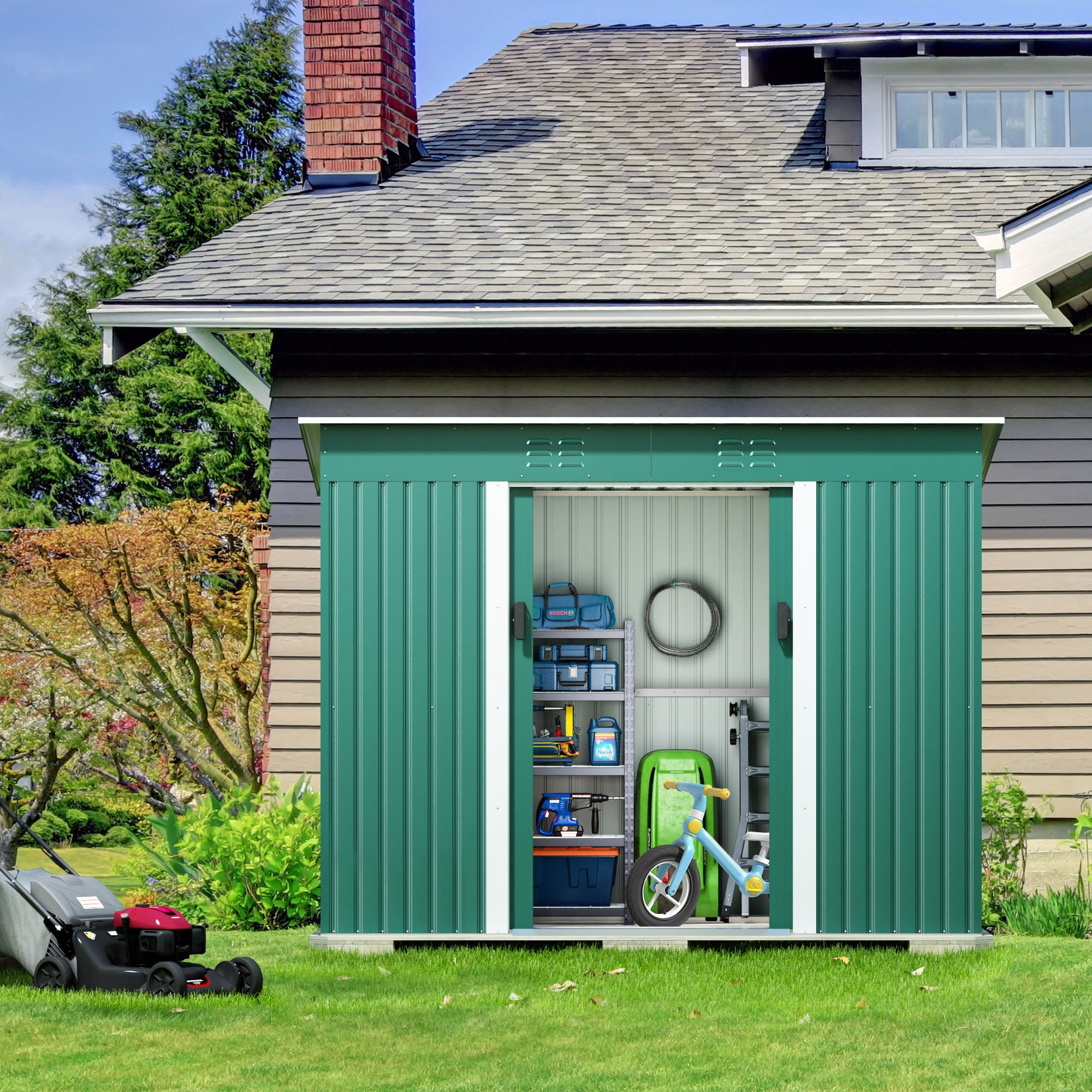 Kadyn Tool House,Outdoor Storage Shed, Storage House Tool Shed,4.2 x 9. ...