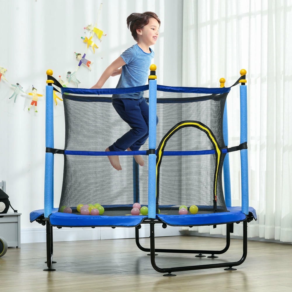 Kadyn Trampoline with Safety Enclosure & Ball Pit, Recreational Big ...