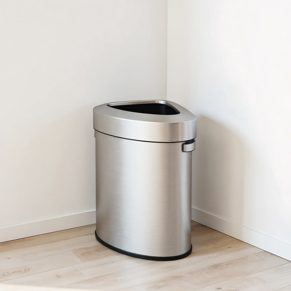 Kadyn Trash Bin,60L Stainless Corner Steel Trash Bin with Lid and Anti ...