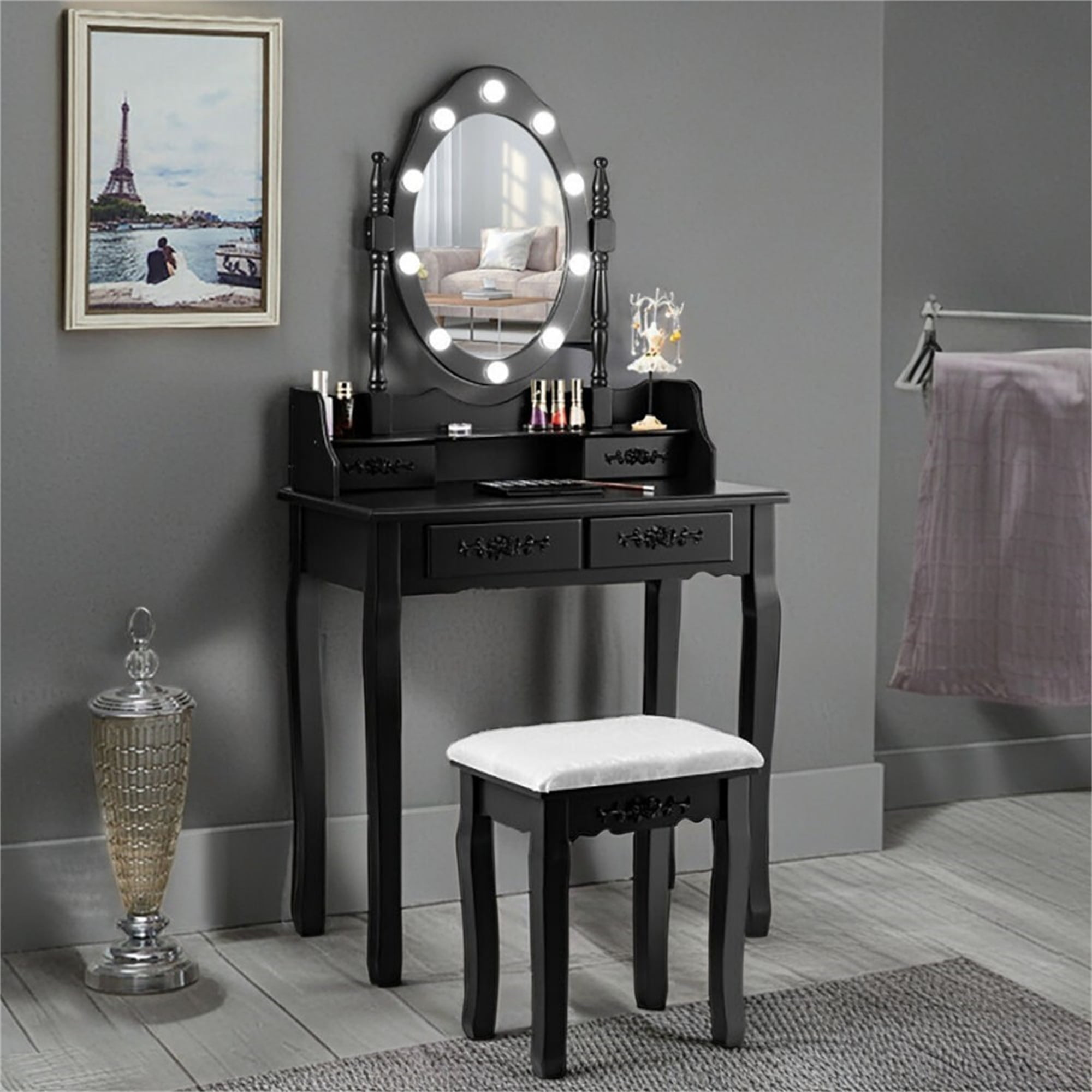 Kadyn Vanity Table Set, Makeup Dressing Table Modern Vanity Set, Makeup ...