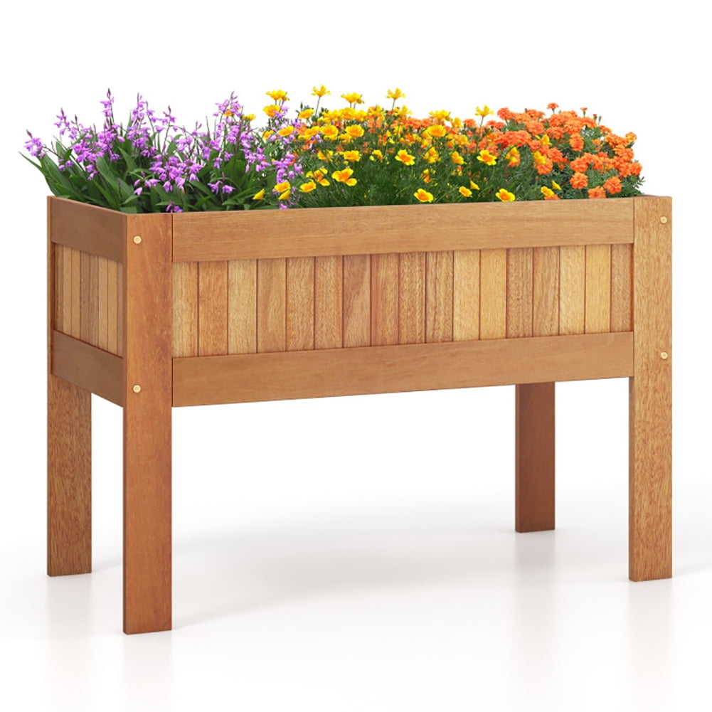 Kadyn Wooden Raised Garden Bed Solid Wood Elevated Planter Box with ...